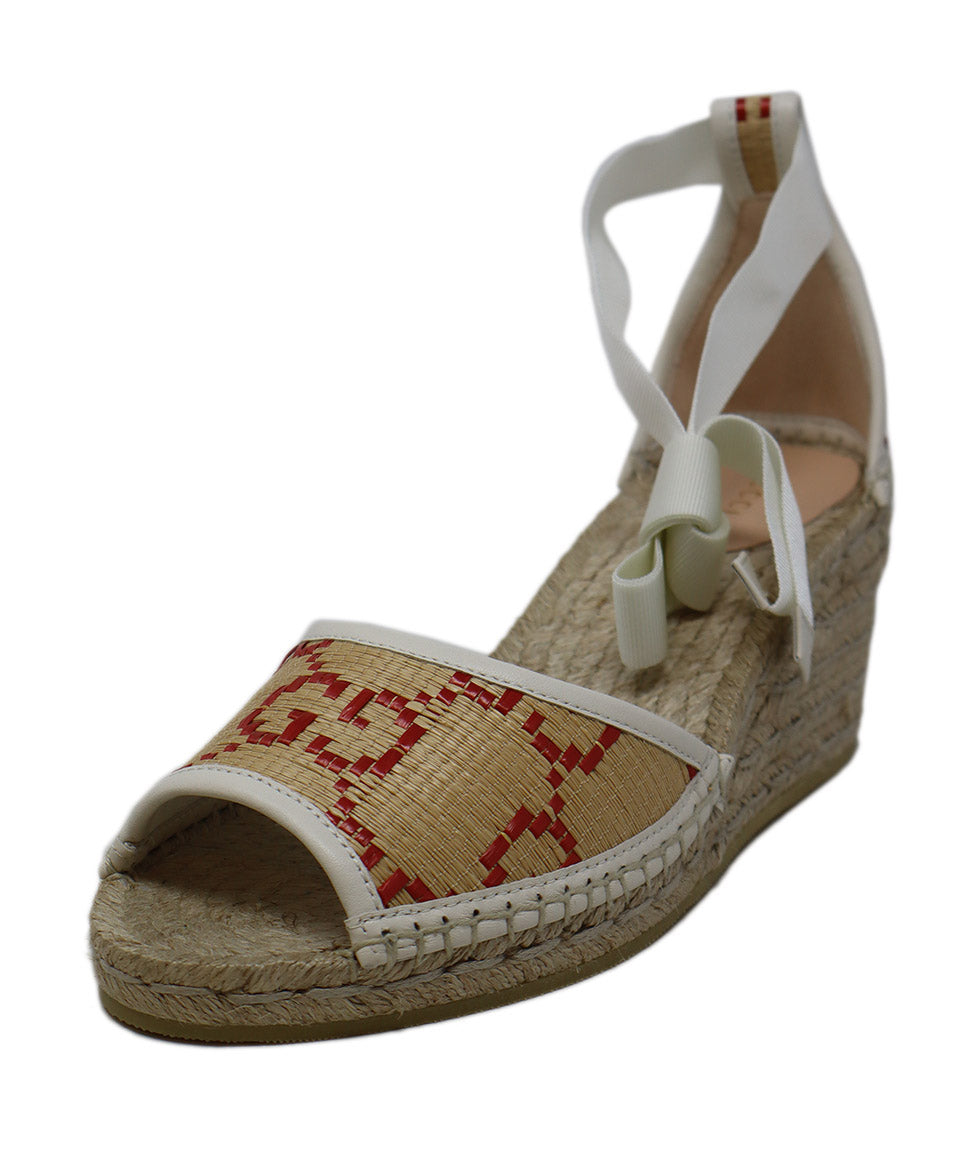Gucci Tan & Red Monogram Raffia Sandals sz 10 – Michael's Consignment NYC
