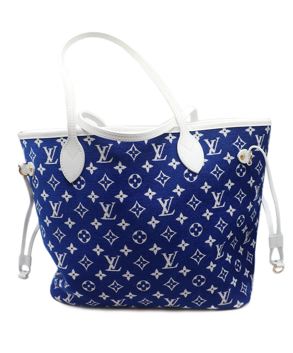 Louis Vuitton Blue & White Jacquard Veet Tote l Michael's Luxury ...