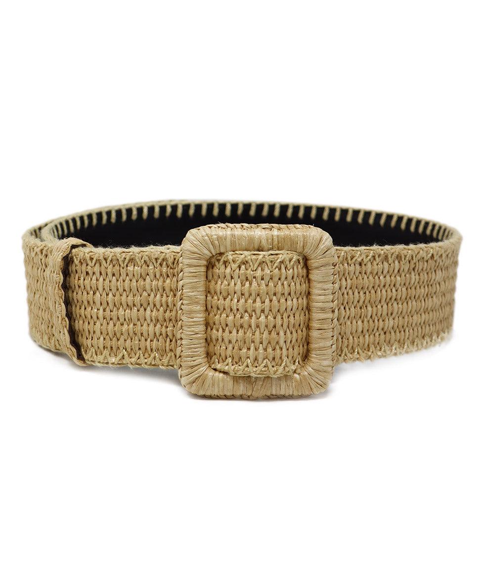 YSL Beige Raffia & Black Leather Trim Belt l Michael's Luxury ...